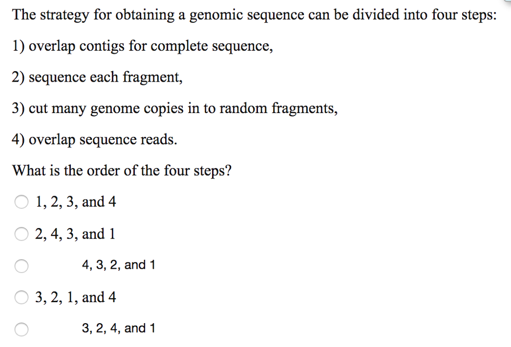 Solved The strategy for obtaining a genomic sequence can be | Chegg.com