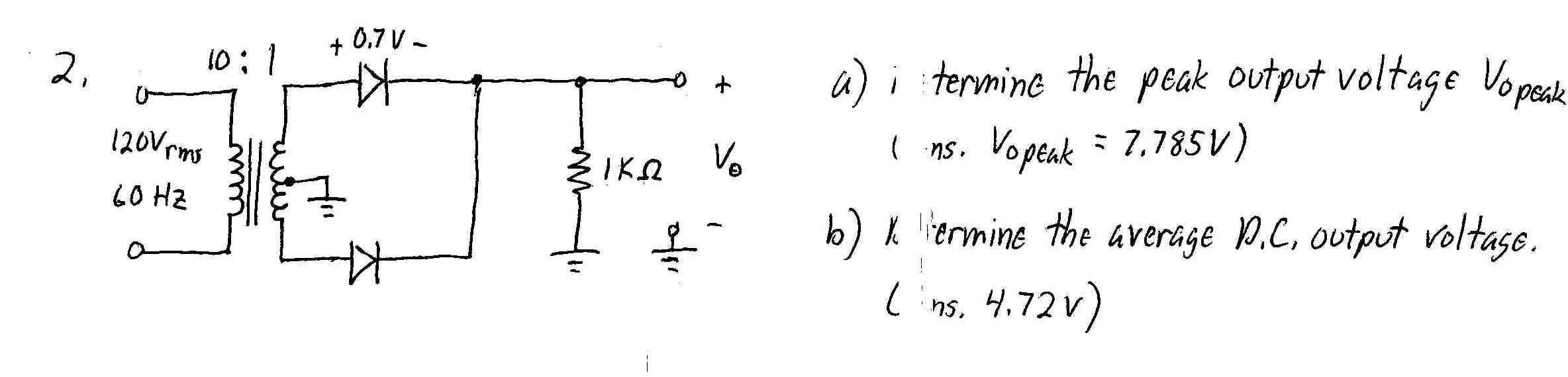 Solved Determind the peak output voltage v0peak and the | Chegg.com