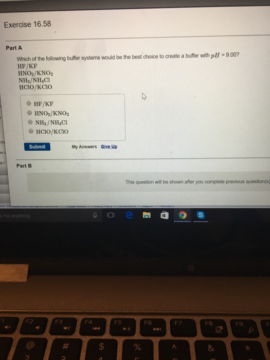Solved Which of the following buffer systems would be the | Chegg.com