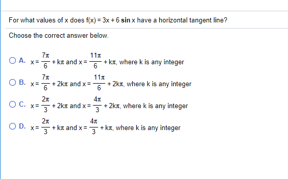 Solved For what values of x does f(x)= 3x + 6 sin x have a | Chegg.com
