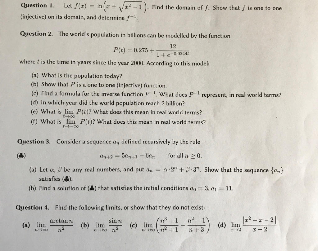 Solved Let f(x) = In(X + Squareroot x^2-1). Find the domain | Chegg.com
