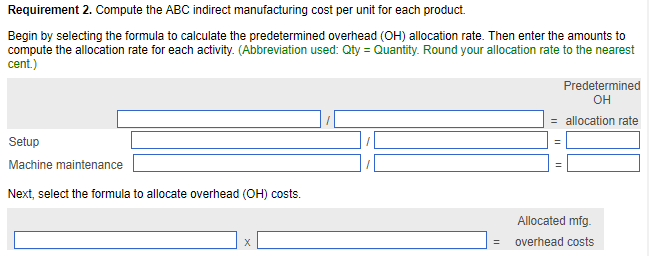 Solved Activity Cost Allocation Base Setup Machine | Chegg.com