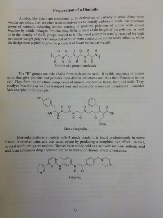 Solved Preparation of a Diamide Amides, like esters are | Chegg.com