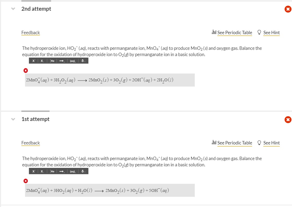 Solved 2nd attempt See Periodic Table See Hint Feedback The | Chegg.com