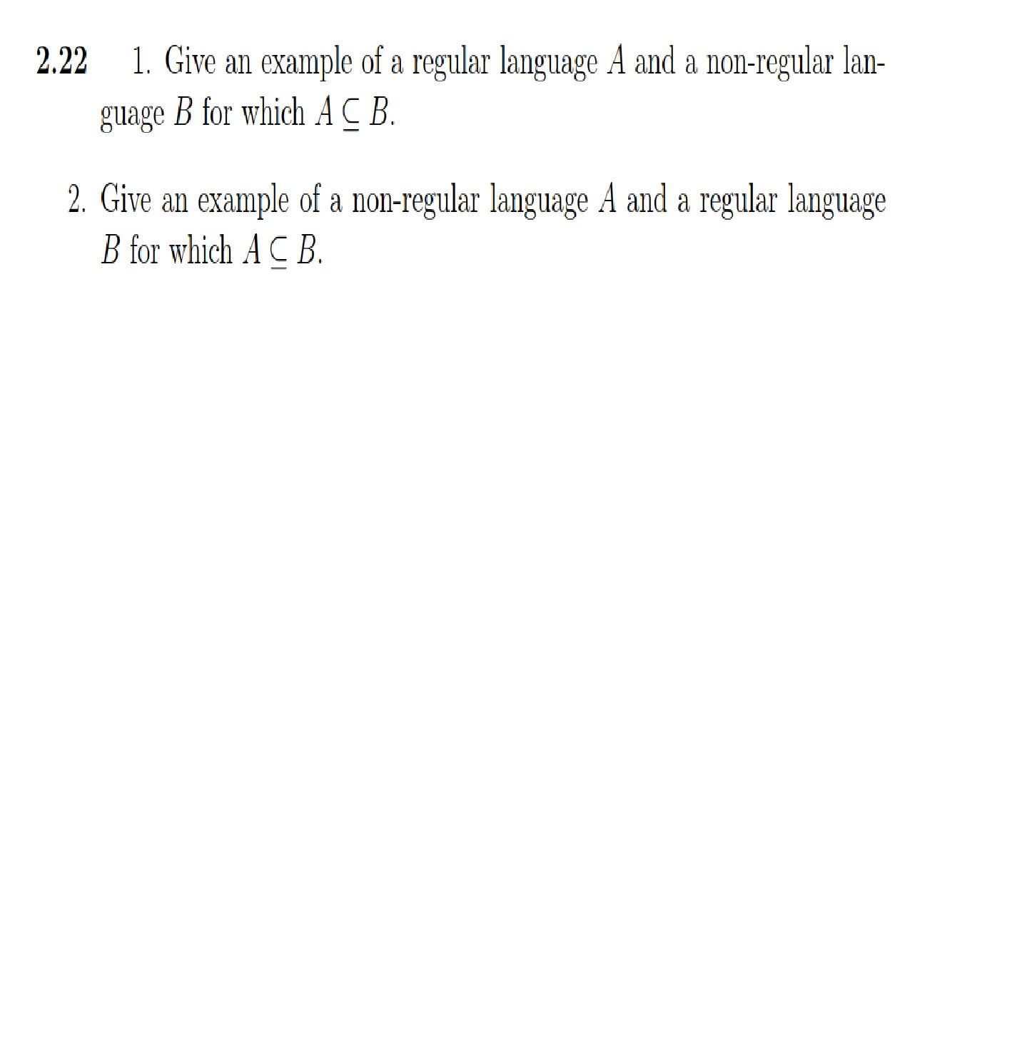 Solved Give an example of a regular language A and a | Chegg.com