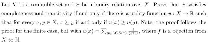Let X be a countable set and be a binary relation | Chegg.com