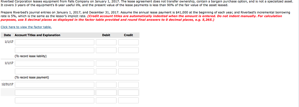 Solved Riverbed Corporation leases equipment from Falls | Chegg.com