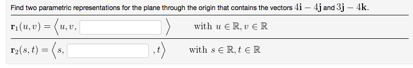 Solved Find two parametric representations for the plane | Chegg.com