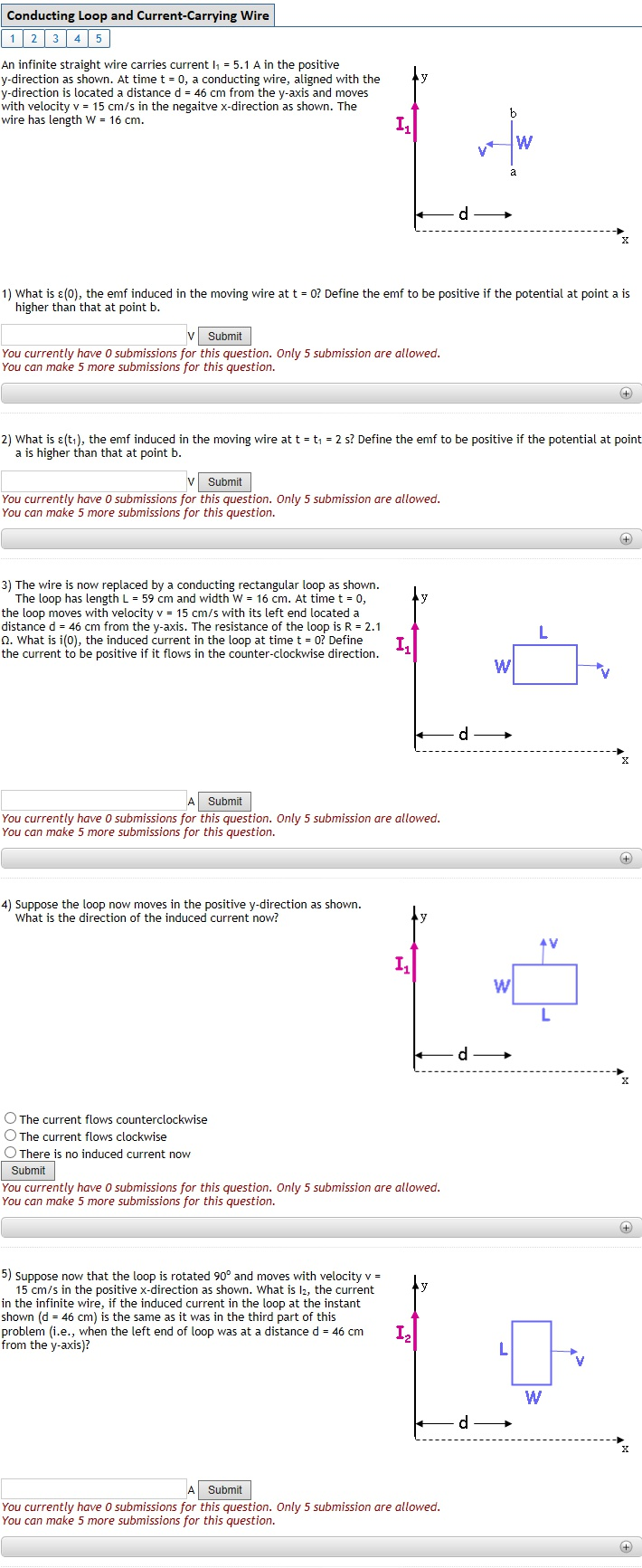 Solved Conducting Loop and Current-Carrying Wire 1 2 3 45 An | Chegg.com