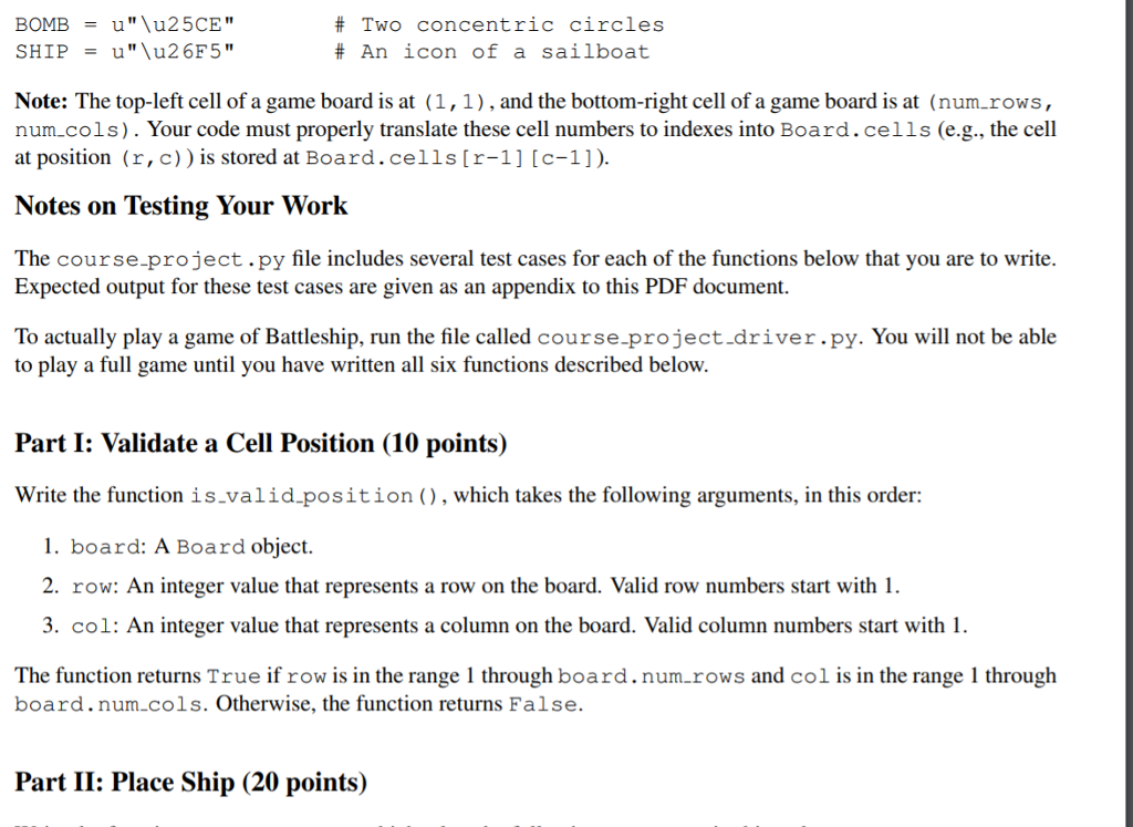 Solved IN PYTHON: Battleship is played between a human | Chegg.com