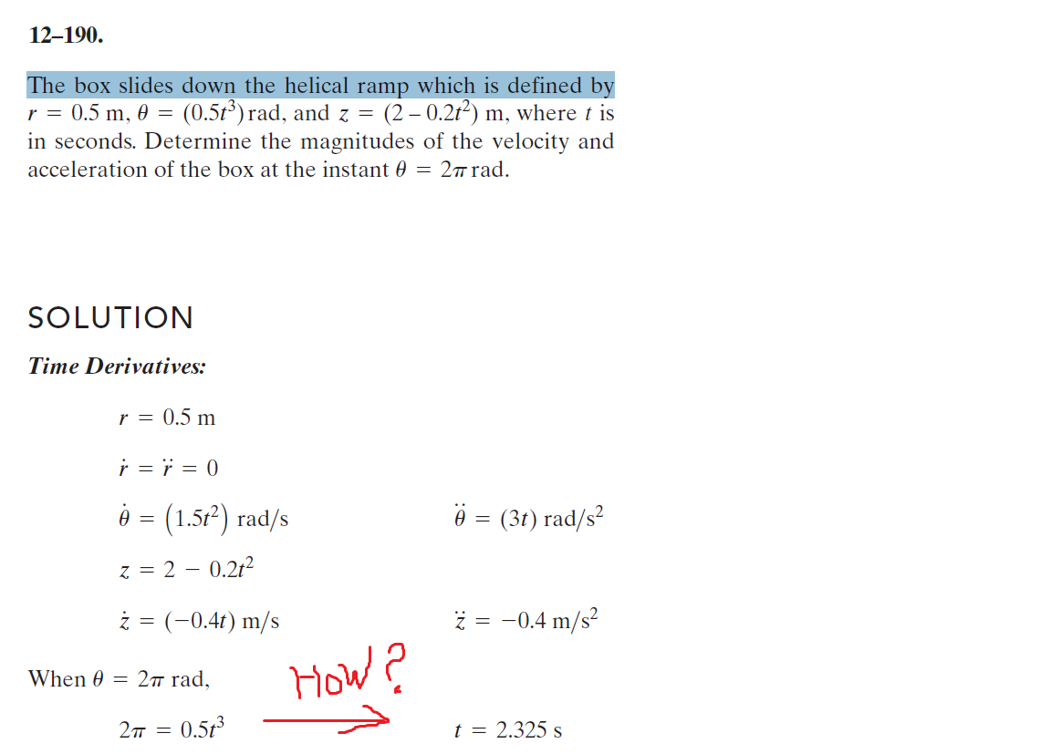 Solved The box slides down the helical ramp which is defined | Chegg.com