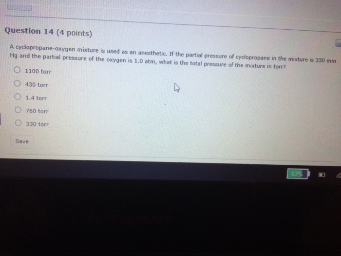 Solved A cyclopropane-oxygen mixture is used as an | Chegg.com