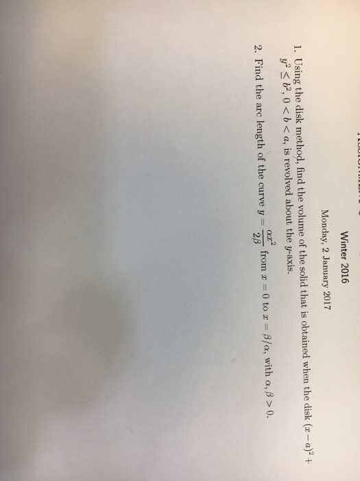 Solved Using the disk method, find the volume of the solid | Chegg.com