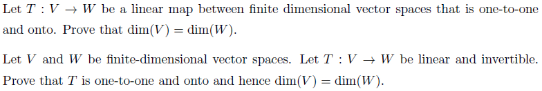 Solved Let T V W be a linear map between finite dimensional | Chegg.com