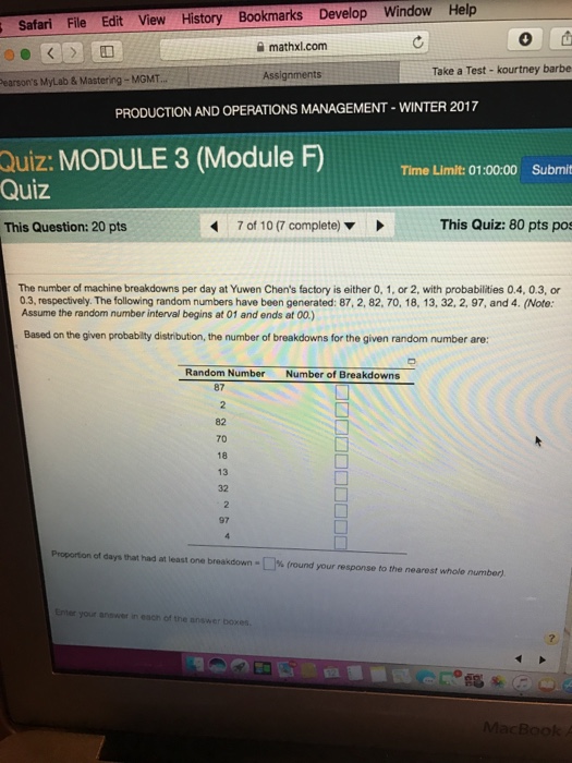 Solved The number of machine breakdowns per day at Yuwen | Chegg.com