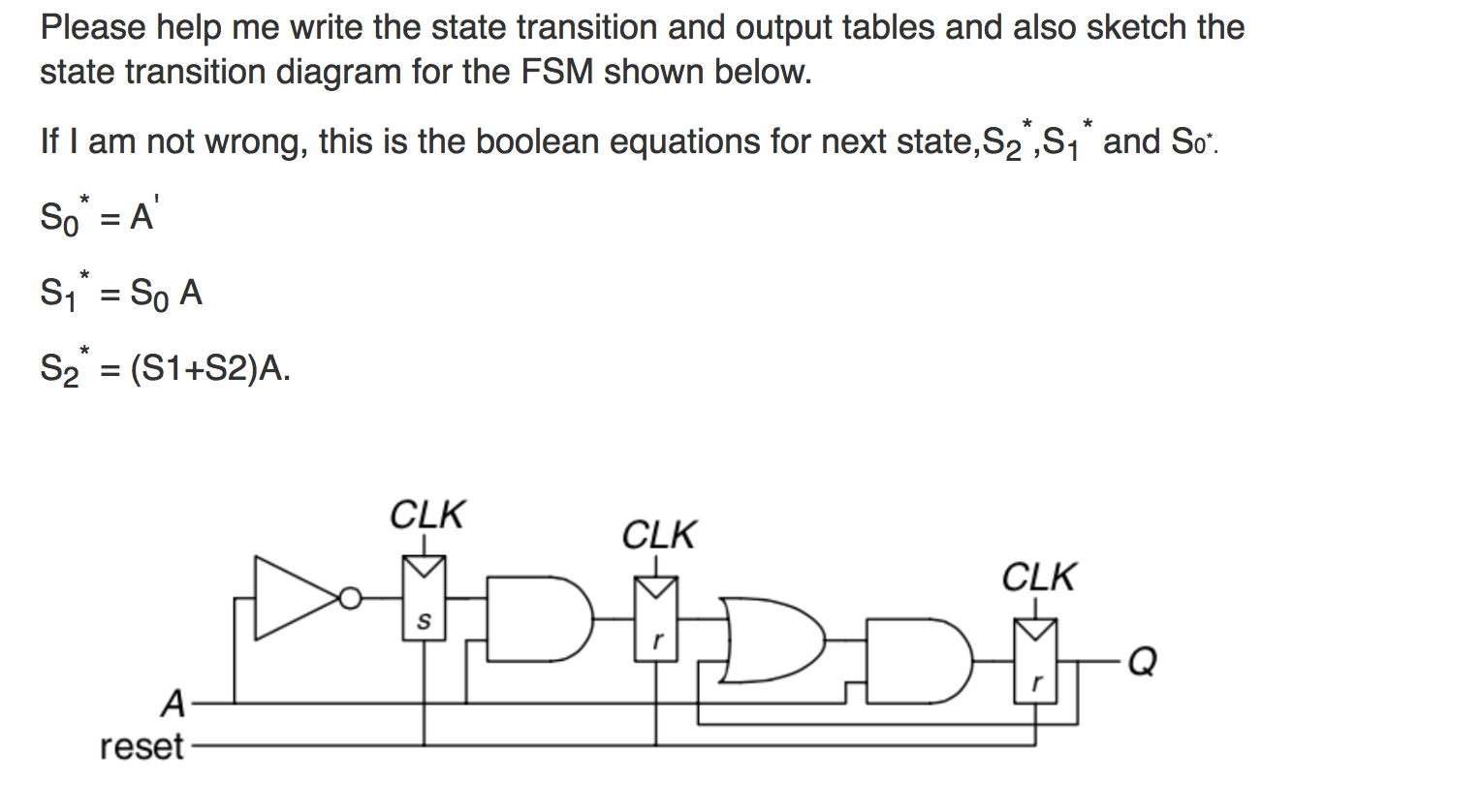Solved Please help me write the state transition and output | Chegg.com