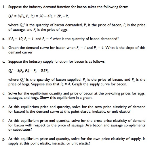 Solved . Suppose the industry demand function for bacon | Chegg.com