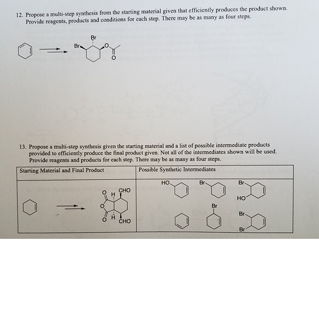 Solved 12. Propose a multi-step synthesis from the starting | Chegg.com