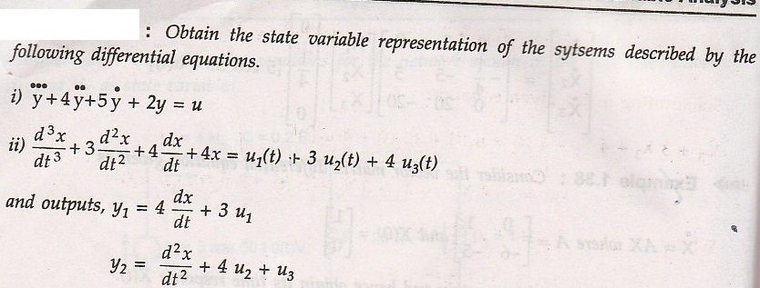 Solved : Obtain the state variable representation of the | Chegg.com