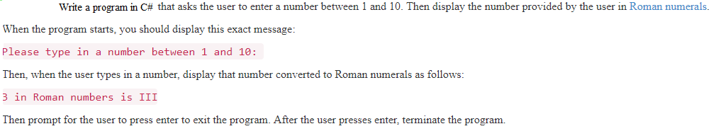Solved Write a program in C# that asks the user to enter a | Chegg.com