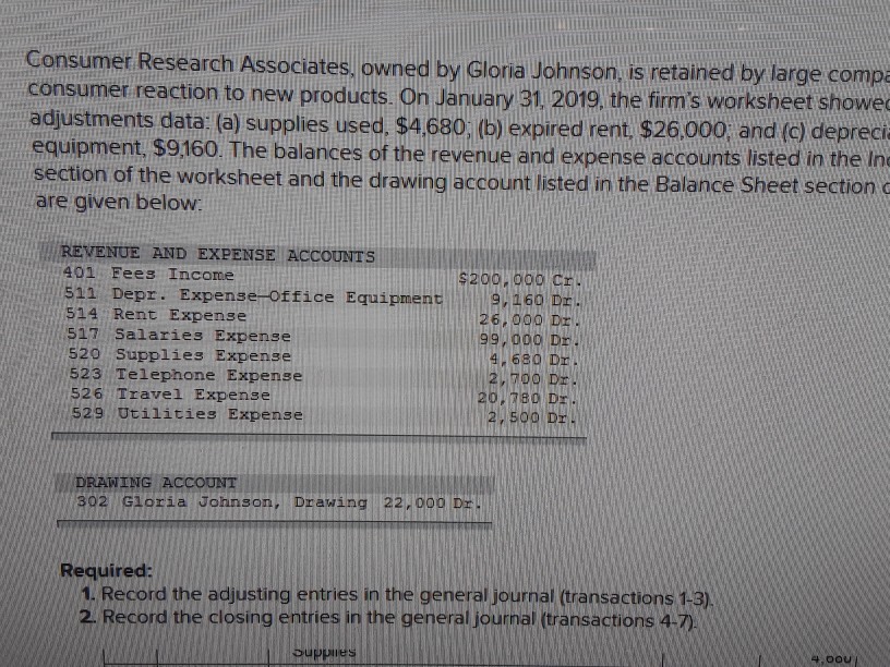 Consumer Research Associates, owned by Gloria | Chegg.com