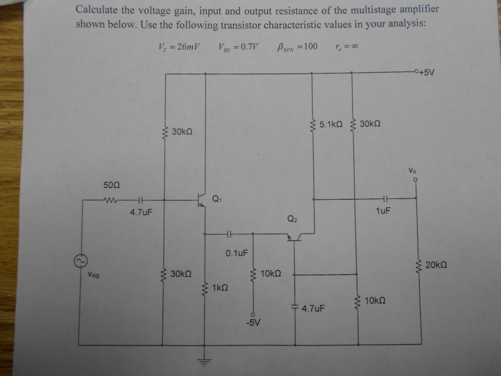 Solved Calculate the voltage gain, and input and output | Chegg.com