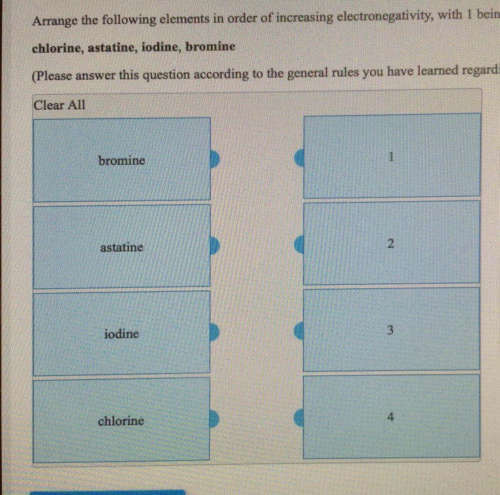 Solved Arrange the following elements in order of increasing | Chegg.com