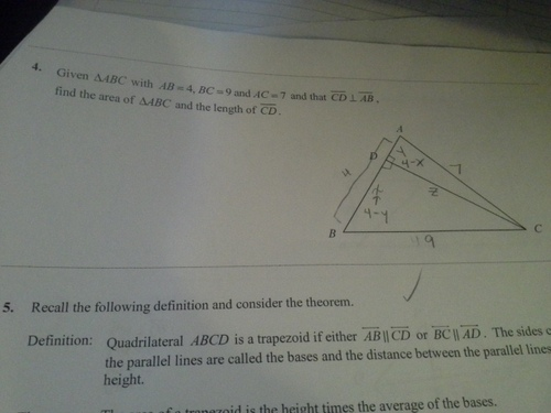 Solved Given Delta ABC with AB = 4, BC = 9 and AC = 7 and | Chegg.com