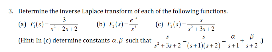 Solved Determine the inverse Laplace transform of each of | Chegg.com