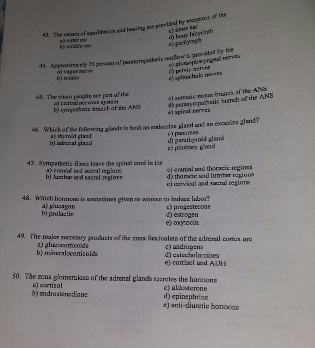 Solved The senses of equilibrium and hearing are provided by | Chegg.com