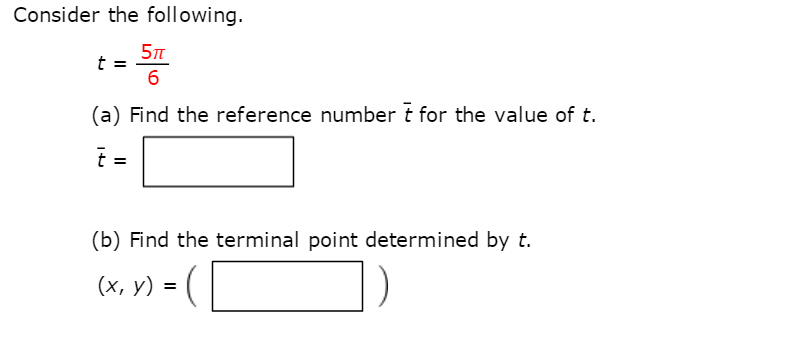 Solved Find the reference number for each value of t. Find | Chegg.com