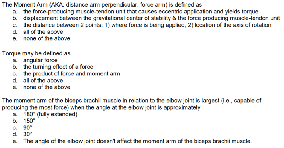 Solved The Moment Arm (AKA: distance arm perpendicular, | Chegg.com