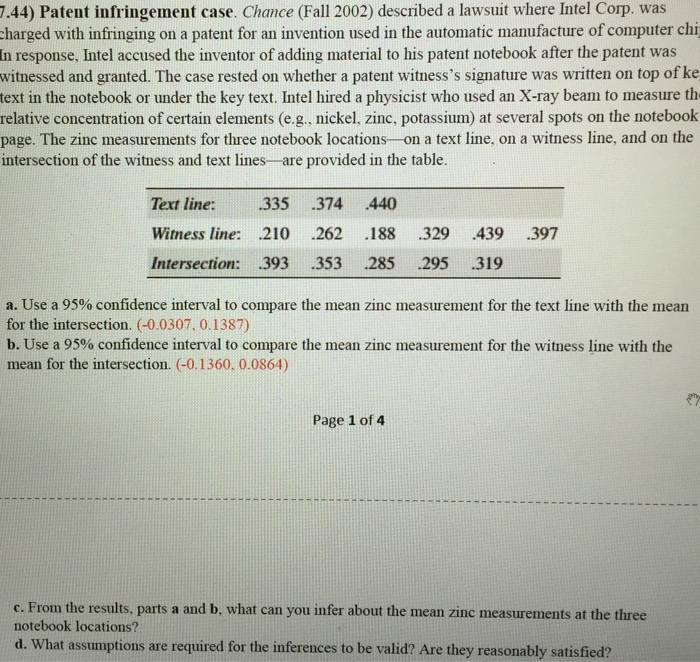 Solved Patent infringement case. Chance (Fall 2002) | Chegg.com