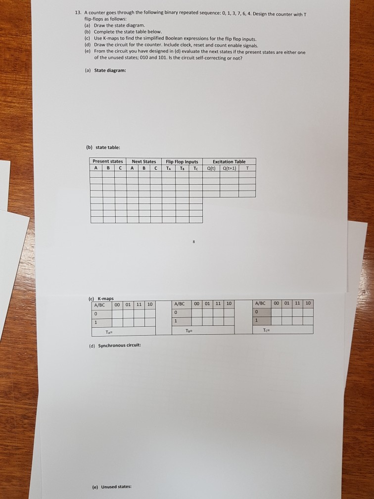 Solved 13 A Counter Goes Through The Following Binary 