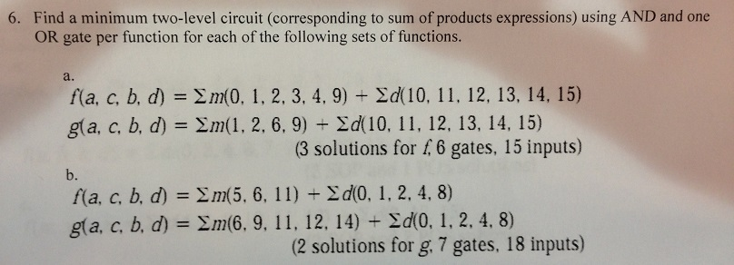 Solved Find a minimum two-level circuit (corresponding to | Chegg.com