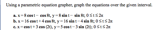 Solved Using a parametric equation grapher, graph the | Chegg.com