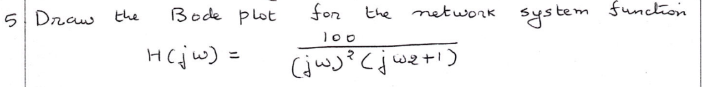 Solved Draw the Bode Plot for the network system function H | Chegg.com