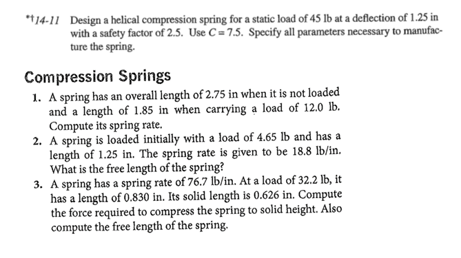 Solved Design a helical compression spring for a static load | Chegg.com
