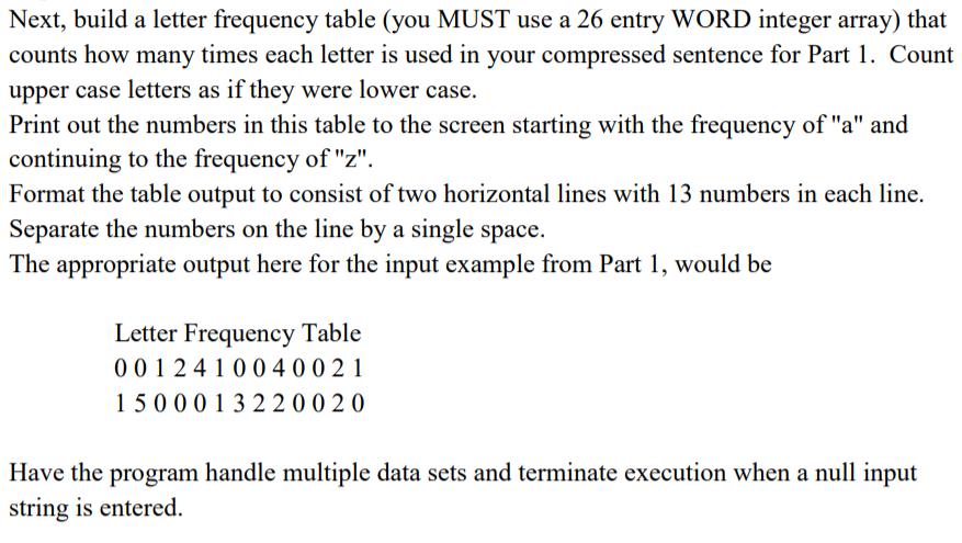 Next, build a letter frequency table (you MUST use a | Chegg.com