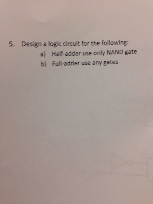 Solved Design a logic circuit for the following: Half-adder | Chegg.com