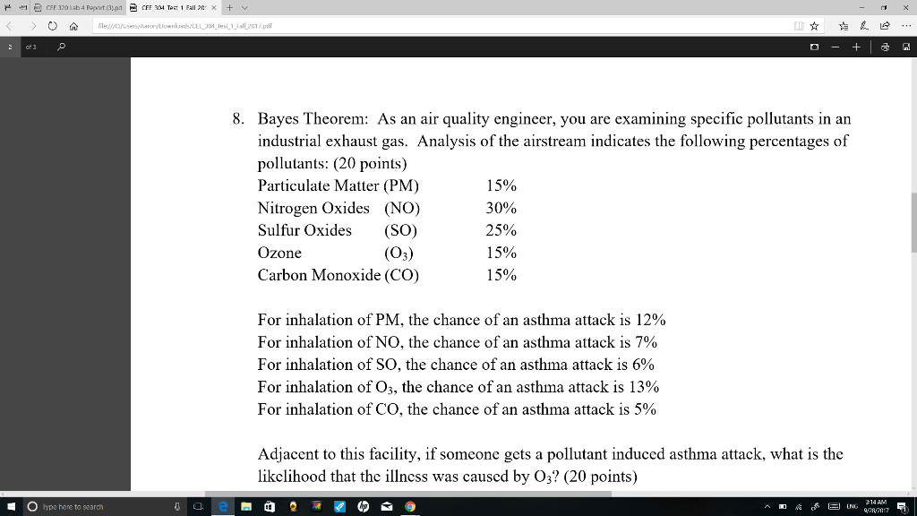 Solved lesL1.all 201pdr in ☆左及四 8. Bayes Theorem: As an air | Chegg.com