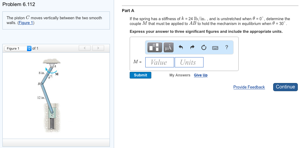 Solved The piston C moves vertically between the two smooth | Chegg.com