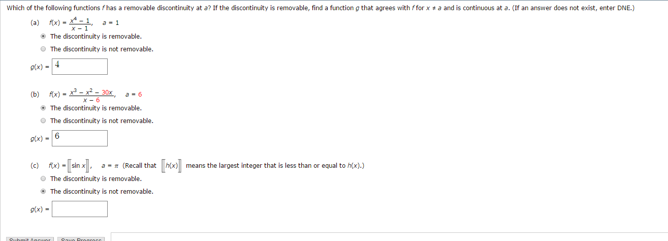 Solved Which of the following functions f has a removable | Chegg.com