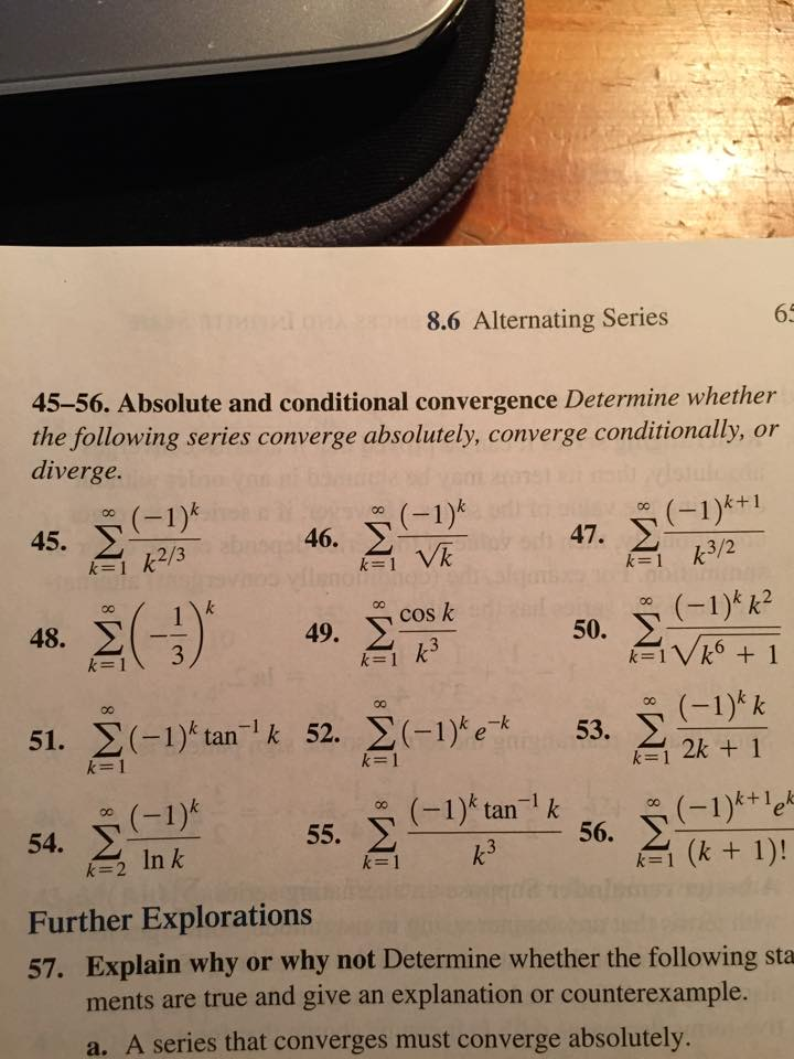 Solved 45-56. Absolute and conditional convergence Determine | Chegg.com