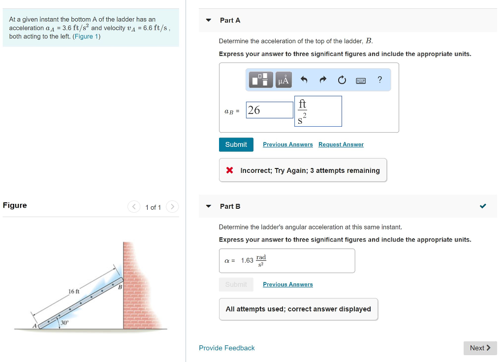 Solved At a given instant the bottom A of the ladder has an | Chegg.com