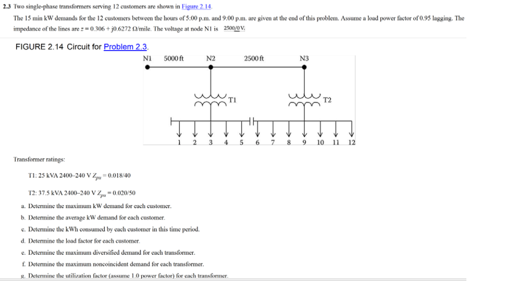 Solved 2.3 Two single-phase transformers serving 12 | Chegg.com