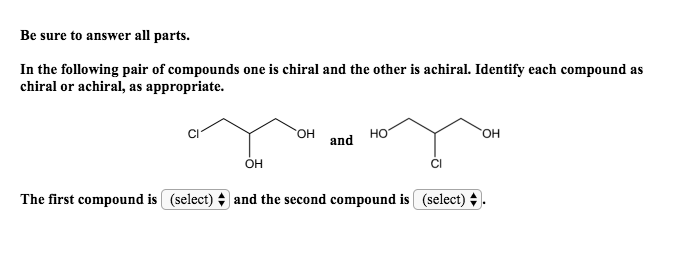 Solved Be sure to answer all parts. In the following pair of | Chegg.com