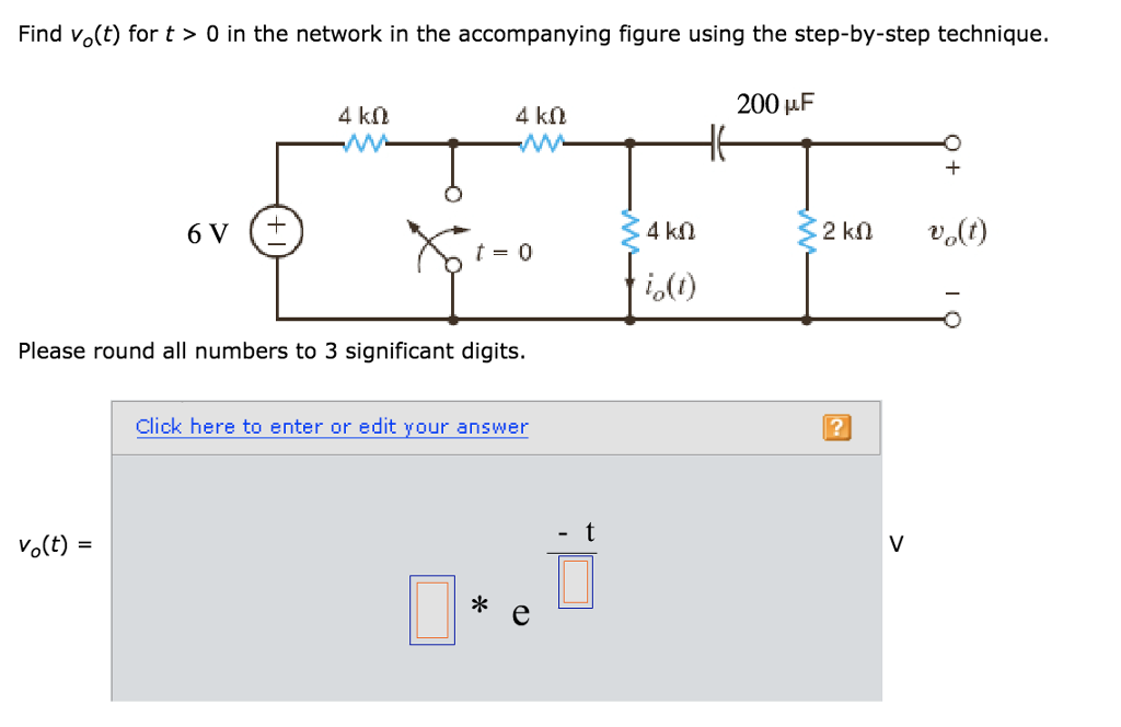 Solved Find vo(t) for t > 0 in the network in the | Chegg.com