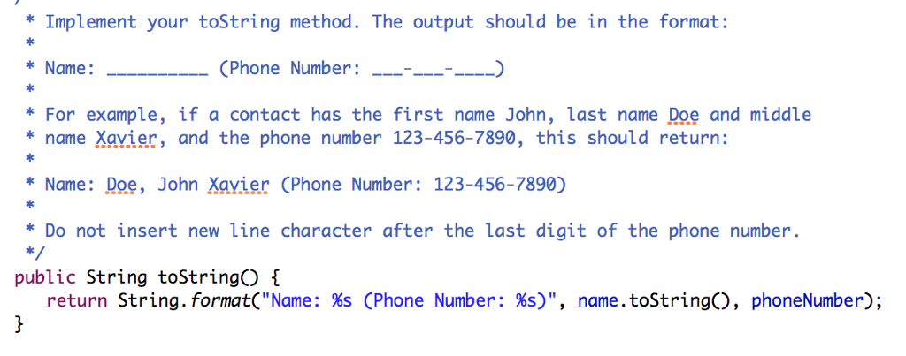 Solved Implement Your Tostring Method The Output Should Be 7100