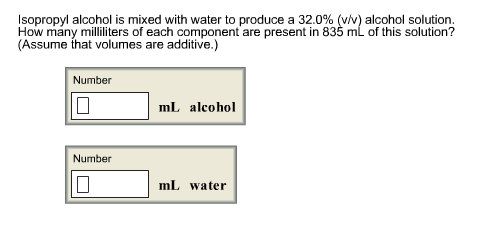 Solved Isopropyl alcohol is mixed with water to produce a | Chegg.com